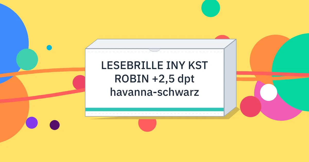 Symbolbild: Packung mit der Aufschrift LESEBRILLE INY KST ROBIN +2,5 dpt havanna-schwarz (PZN 19941047) – Verfügbarkeit und Bezug in Apotheken in Frankfurt am Main