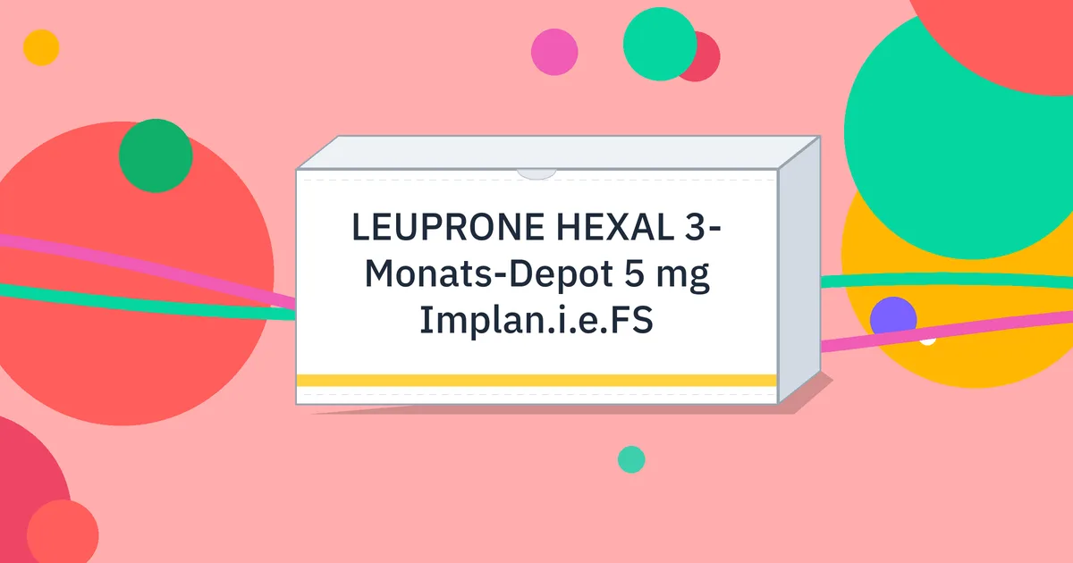 Symbolbild: Packung mit der Aufschrift LEUPRONE HEXAL 3-Monats-Depot 5 mg Implan.i.e.FS (PZN 19723155) – Verfügbarkeit und Bezug in Apotheken in Frankfurt am Main