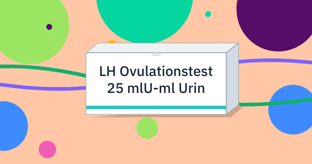 Symbolbild: Packung mit der Aufschrift LH Ovulationstest 25 mlU-ml Urin (PZN 18849090) – Verfügbarkeit und Bezug in Apotheken in Frankfurt am Main