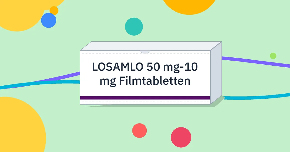 Symbolbild: Packung mit der Aufschrift LOSAMLO 50 mg-10 mg Filmtabletten (PZN 10536291) – Verfügbarkeit und Bezug in Apotheken in Frankfurt am Main