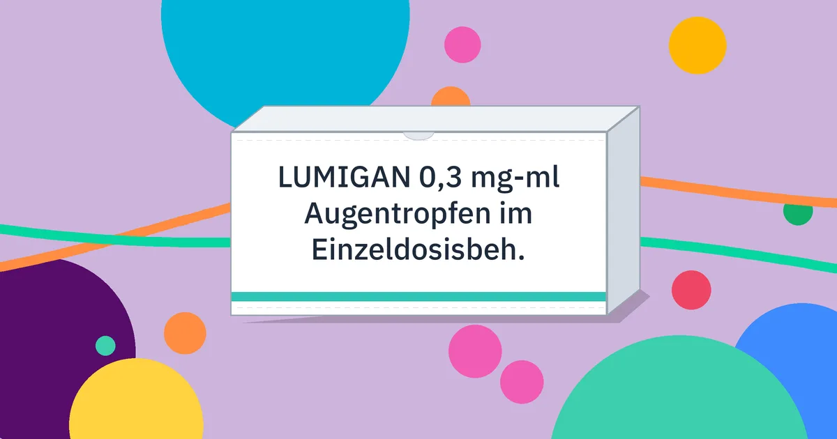 Symbolbild: Packung mit der Aufschrift LUMIGAN 0,3 mg-ml Augentropfen im Einzeldosisbeh. (PZN 14032995) – Verfügbarkeit und Bezug in Apotheken in Frankfurt am Main