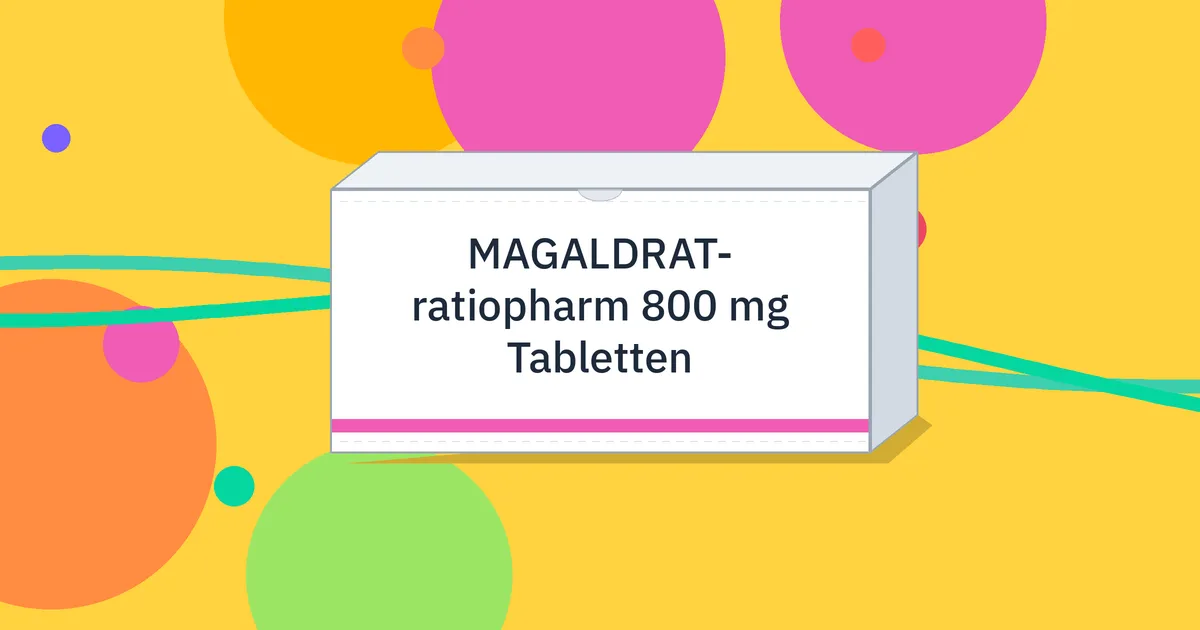 Symbolbild: Packung mit der Aufschrift MAGALDRAT-ratiopharm 800 mg Tabletten (PZN 04869893) – Verfügbarkeit und Bezug in Apotheken in Frankfurt am Main