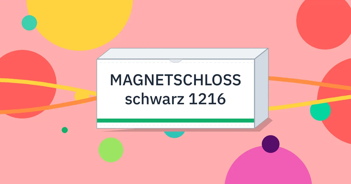 Symbolbild: Packung mit der Aufschrift MAGNETSCHLOSS schwarz 1216 (PZN 14297506) – Verfügbarkeit und Bezug in Apotheken in Frankfurt am Main