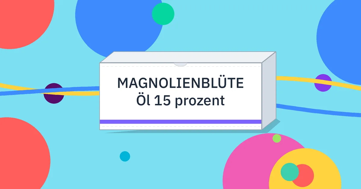 Symbolbild: Packung mit der Aufschrift MAGNOLIENBLÜTE Öl 15 prozent (PZN 00229926) – Verfügbarkeit und Bezug in Apotheken in Frankfurt am Main