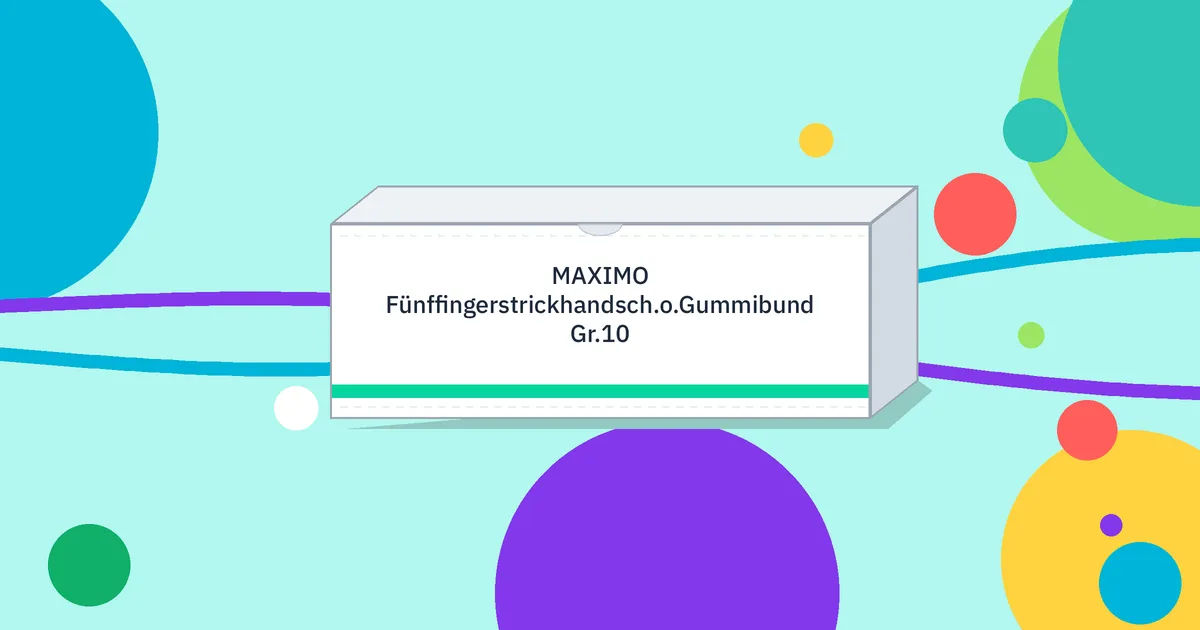 Symbolbild: Packung mit der Aufschrift MAXIMO Fünffingerstrickhandsch.o.Gummibund Gr.10 (PZN 14321305) – Verfügbarkeit und Bezug in Apotheken in Frankfurt am Main