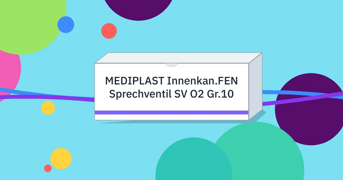 Symbolbild: Packung mit der Aufschrift MEDIPLAST Innenkan.FEN Sprechventil SV O2 Gr.10 (PZN 04528376) – Verfügbarkeit und Bezug in Apotheken in Frankfurt am Main