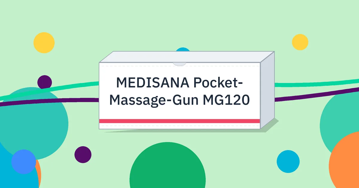 Symbolbild: Packung mit der Aufschrift MEDISANA Pocket-Massage-Gun MG120 (PZN 20902236) – Verfügbarkeit und Bezug in Apotheken in Frankfurt am Main