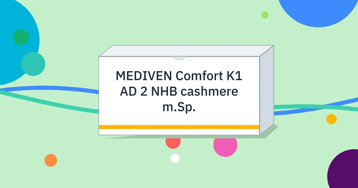Symbolbild: Packung mit der Aufschrift MEDIVEN Comfort K1 AD 2 NHB cashmere m.Sp. (PZN 14659033) – Verfügbarkeit und Bezug in Apotheken in Frankfurt am Main