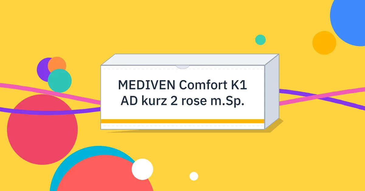 Symbolbild: Packung mit der Aufschrift MEDIVEN Comfort K1 AD kurz 2 rose m.Sp. (PZN 14562753) – Verfügbarkeit und Bezug in Apotheken in Frankfurt am Main