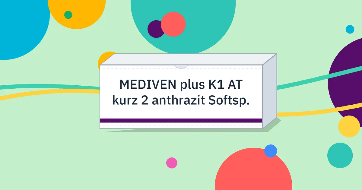 Symbolbild: Packung mit der Aufschrift MEDIVEN plus K1 AT kurz 2 anthrazit Softsp. (PZN 15026241) – Verfügbarkeit und Bezug in Apotheken in Frankfurt am Main