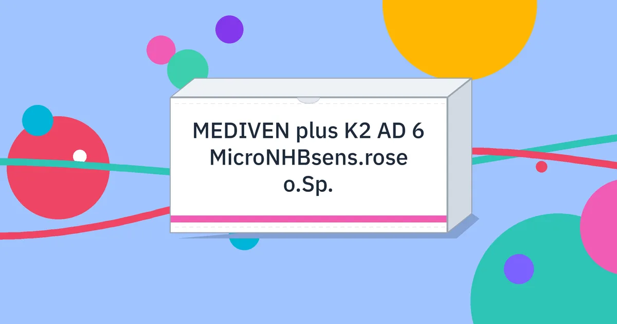Symbolbild: Packung mit der Aufschrift MEDIVEN plus K2 AD 6 MicroNHBsens.rose o.Sp. (PZN 15932560) – Verfügbarkeit und Bezug in Apotheken in Frankfurt am Main