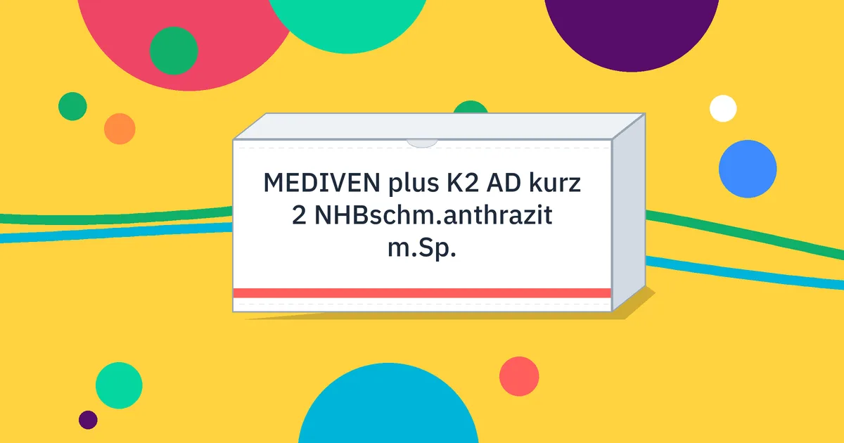 Symbolbild: Packung mit der Aufschrift MEDIVEN plus K2 AD kurz 2 NHBschm.anthrazit m.Sp. (PZN 15926045) – Verfügbarkeit und Bezug in Apotheken in Frankfurt am Main