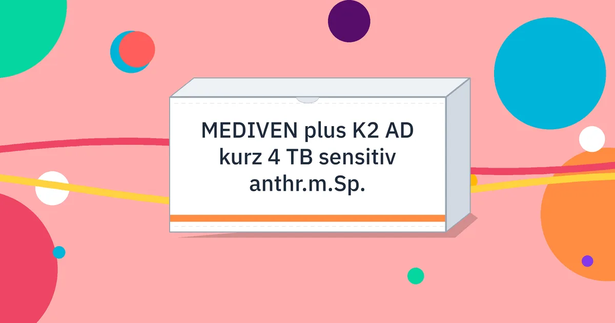 Symbolbild: Packung mit der Aufschrift MEDIVEN plus K2 AD kurz 4 TB sensitiv anthr.m.Sp. (PZN 15105928) – Verfügbarkeit und Bezug in Apotheken in Frankfurt am Main