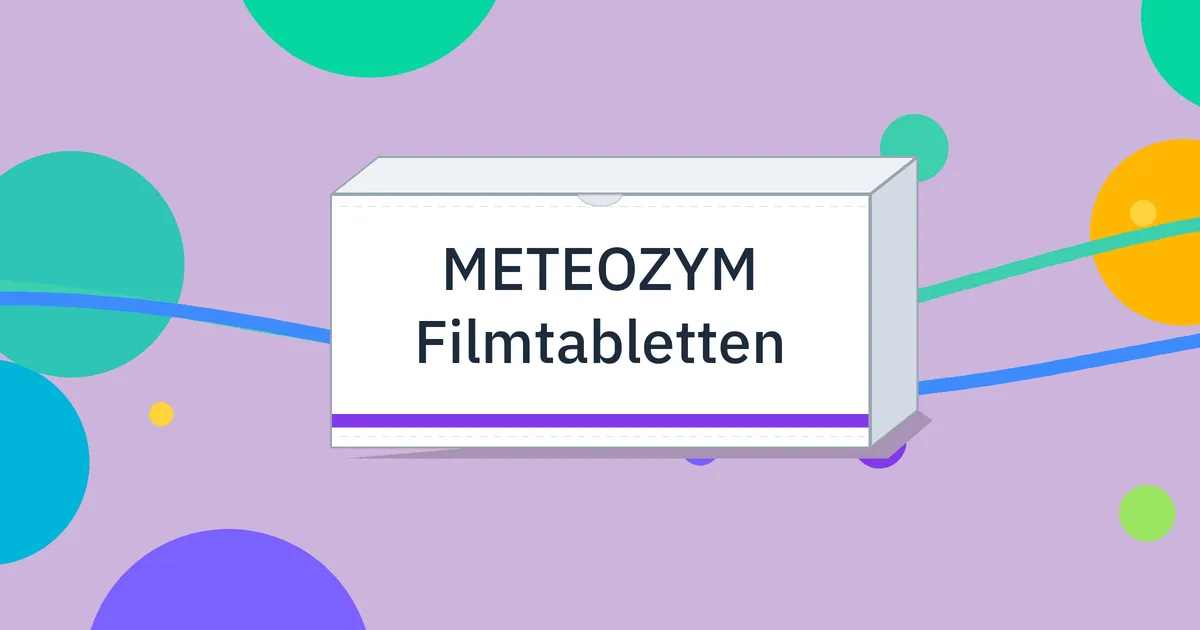 Symbolbild: Packung mit der Aufschrift METEOZYM Filmtabletten (PZN 02584809) – Verfügbarkeit und Bezug in Apotheken in Frankfurt am Main