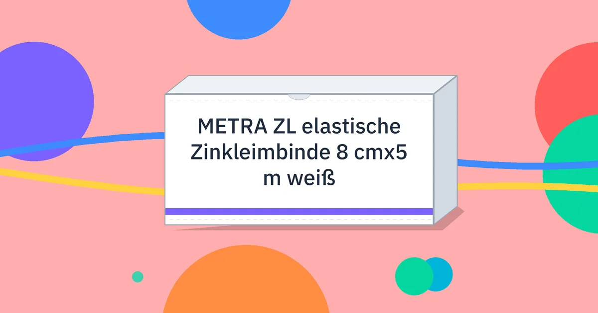 Symbolbild: Packung mit der Aufschrift METRA ZL elastische Zinkleimbinde 8 cmx5 m weiß (PZN 19187573) – Verfügbarkeit und Bezug in Apotheken in Frankfurt am Main