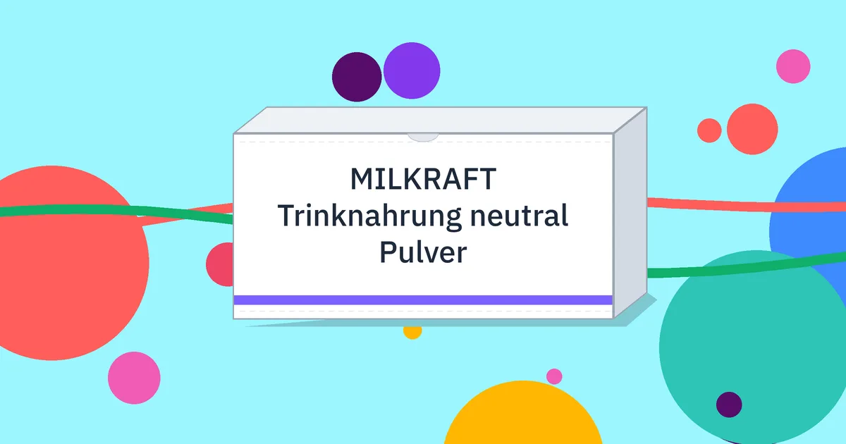 Symbolbild: Packung mit der Aufschrift MILKRAFT Trinknahrung neutral Pulver (PZN 16851912) – Verfügbarkeit und Bezug in Apotheken in Frankfurt am Main