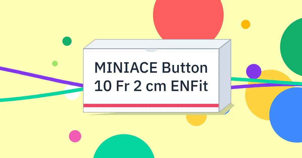 Symbolbild: Packung mit der Aufschrift MINIACE Button 10 Fr 2 cm ENFit (PZN 16952984) – Verfügbarkeit und Bezug in Apotheken in Frankfurt am Main