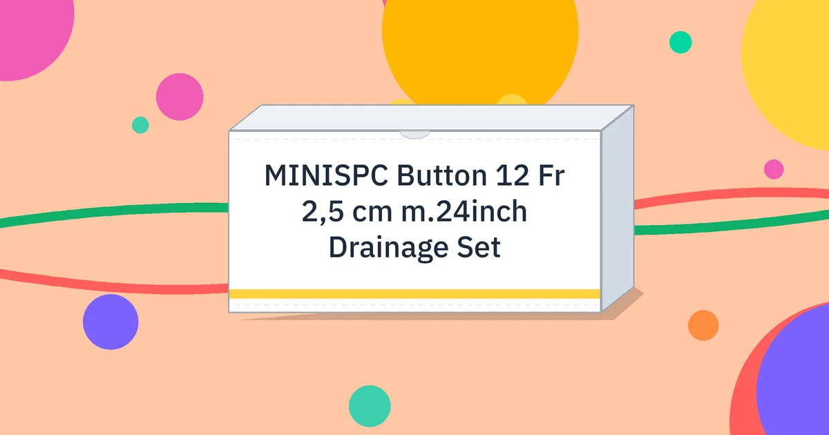 Symbolbild: Packung mit der Aufschrift MINISPC Button 12 Fr 2,5 cm m.24inch Drainage Set (PZN 20821590) – Verfügbarkeit und Bezug in Apotheken in Frankfurt am Main