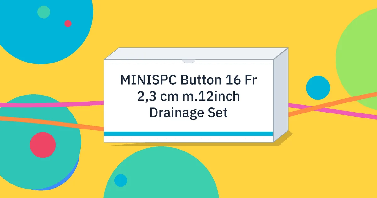 Symbolbild: Packung mit der Aufschrift MINISPC Button 16 Fr 2,3 cm m.12inch Drainage Set (PZN 20820834) – Verfügbarkeit und Bezug in Apotheken in Frankfurt am Main
