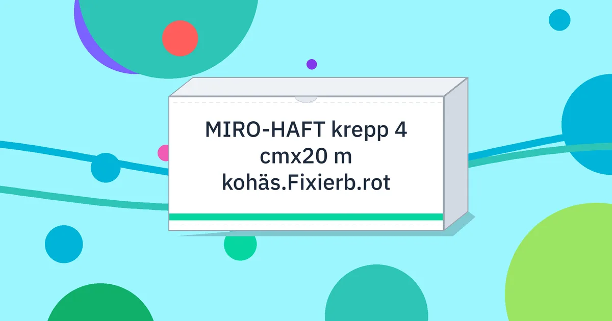 Symbolbild: Packung mit der Aufschrift MIRO-HAFT krepp 4 cmx20 m kohäs.Fixierb.rot (PZN 17756972) – Verfügbarkeit und Bezug in Apotheken in Frankfurt am Main