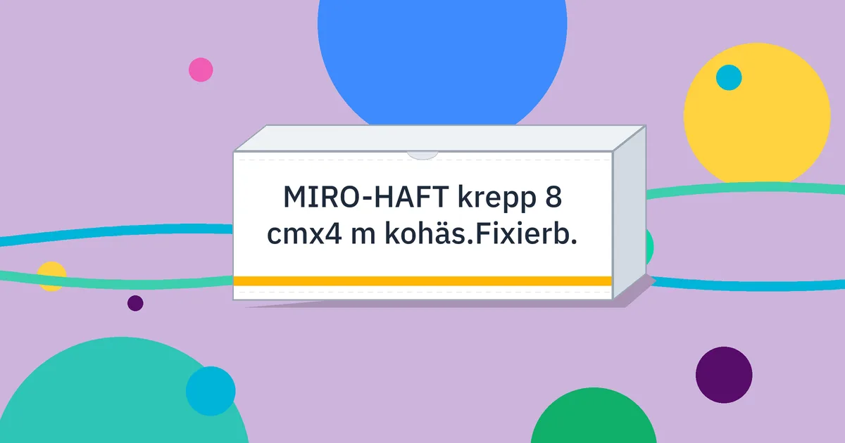 Symbolbild: Packung mit der Aufschrift MIRO-HAFT krepp 8 cmx4 m kohäs.Fixierb. (PZN 06855122) – Verfügbarkeit und Bezug in Apotheken in Frankfurt am Main
