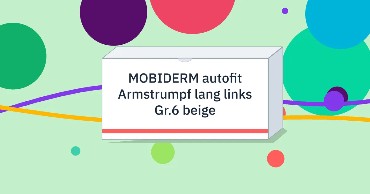 Symbolbild: Packung mit der Aufschrift MOBIDERM autofit Armstrumpf lang links Gr.6 beige (PZN 13969889) – Verfügbarkeit und Bezug in Apotheken in Frankfurt am Main