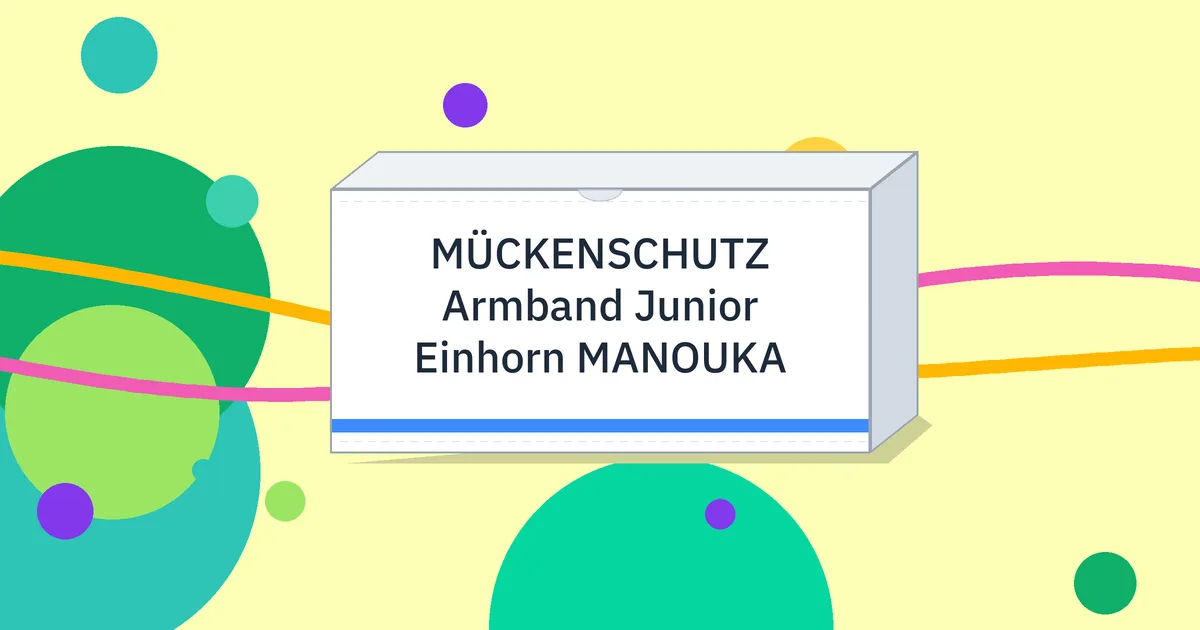 Symbolbild: Packung mit der Aufschrift MÜCKENSCHUTZ Armband Junior Einhorn MANOUKA (PZN 19438584) – Verfügbarkeit und Bezug in Apotheken in Frankfurt am Main