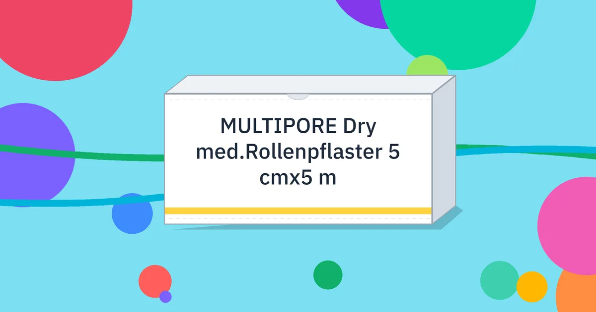 Symbolbild: Packung mit der Aufschrift MULTIPORE Dry med.Rollenpflaster 5 cmx5 m (PZN 12650447) – Verfügbarkeit und Bezug in Apotheken in Frankfurt am Main