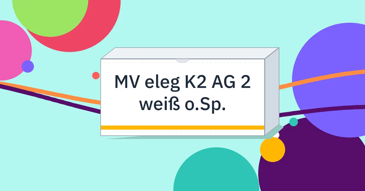 Symbolbild: Packung mit der Aufschrift MV eleg K2 AG 2 weiß o.Sp. (PZN 00342485) – Verfügbarkeit und Bezug in Apotheken in Frankfurt am Main