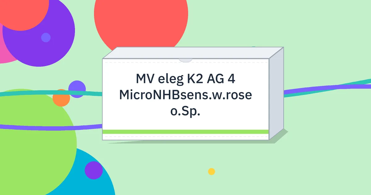 Symbolbild: Packung mit der Aufschrift MV eleg K2 AG 4 MicroNHBsens.w.rose o.Sp. (PZN 15724979) – Verfügbarkeit und Bezug in Apotheken in Frankfurt am Main