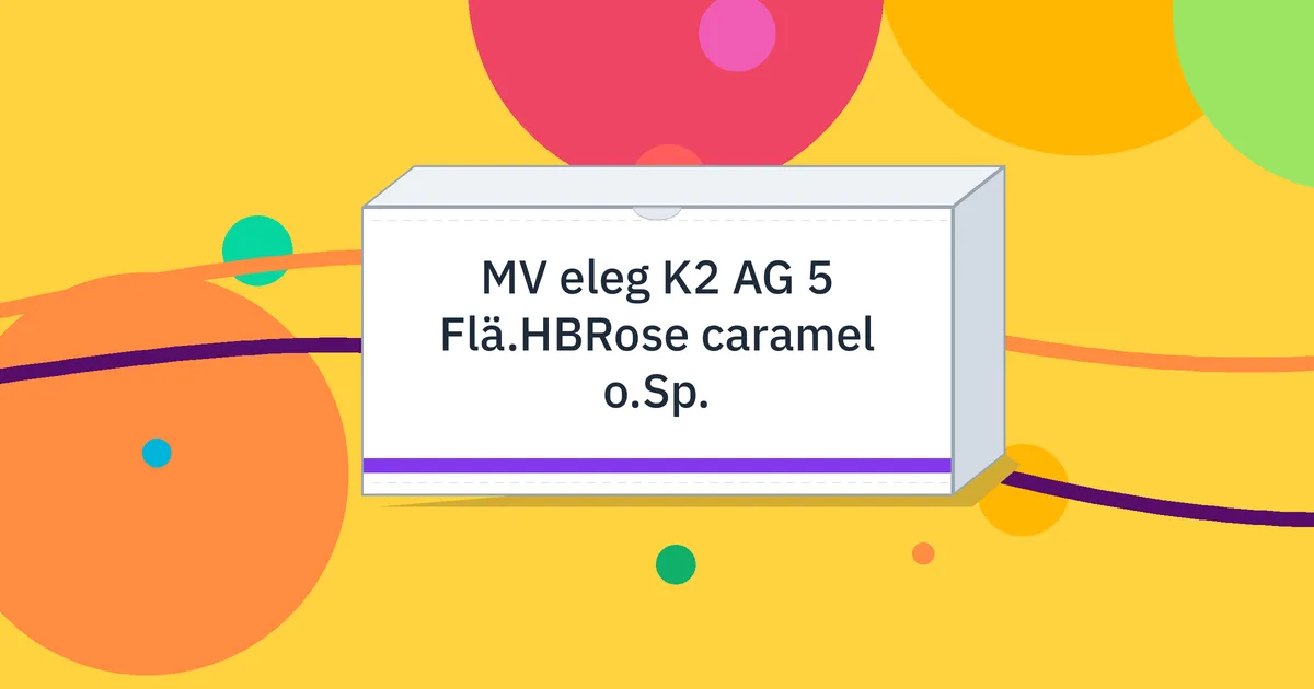 Symbolbild: Packung mit der Aufschrift MV eleg K2 AG 5 Flä.HBRose caramel o.Sp. (PZN 15718766) – Verfügbarkeit und Bezug in Apotheken in Frankfurt am Main