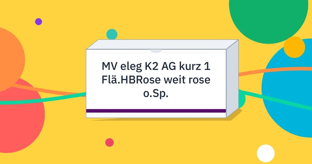 Symbolbild: Packung mit der Aufschrift MV eleg K2 AG kurz 1 Flä.HBRose weit rose o.Sp. (PZN 15705775) – Verfügbarkeit und Bezug in Apotheken in Frankfurt am Main