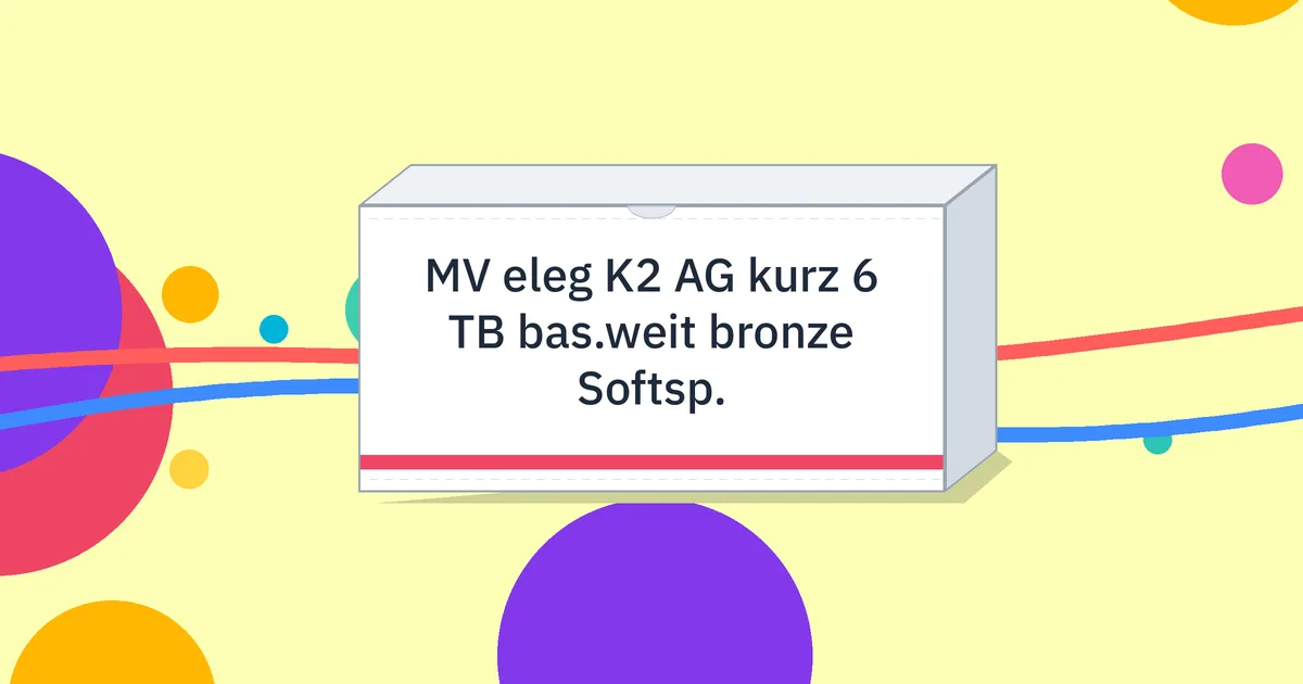 Symbolbild: Packung mit der Aufschrift MV eleg K2 AG kurz 6 TB bas.weit bronze Softsp. (PZN 14717687) – Verfügbarkeit und Bezug in Apotheken in Frankfurt am Main