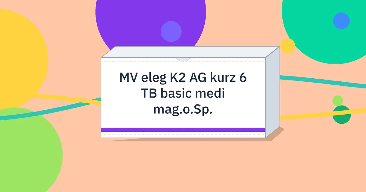Symbolbild: Packung mit der Aufschrift MV eleg K2 AG kurz 6 TB basic medi mag.o.Sp. (PZN 14638781) – Verfügbarkeit und Bezug in Apotheken in Frankfurt am Main