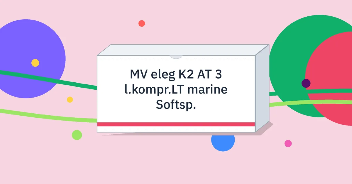 Symbolbild: Packung mit der Aufschrift MV eleg K2 AT 3 l.kompr.LT marine Softsp. (PZN 15286060) – Verfügbarkeit und Bezug in Apotheken in Frankfurt am Main
