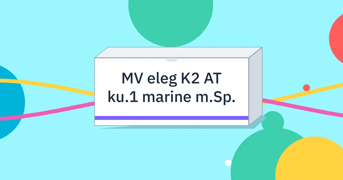 Symbolbild: Packung mit der Aufschrift MV eleg K2 AT ku.1 marine m.Sp. (PZN 15288053) – Verfügbarkeit und Bezug in Apotheken in Frankfurt am Main