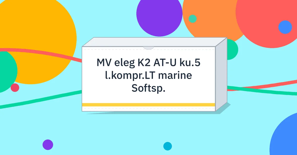 Symbolbild: Packung mit der Aufschrift MV eleg K2 AT-U ku.5 l.kompr.LT marine Softsp. (PZN 14597438) – Verfügbarkeit und Bezug in Apotheken in Frankfurt am Main