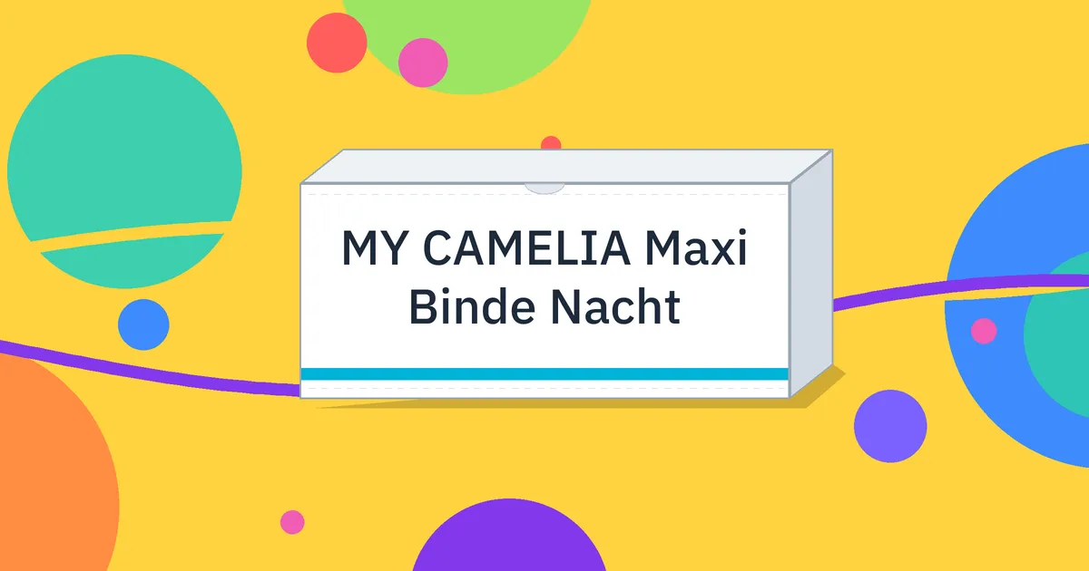 Symbolbild: Packung mit der Aufschrift MY CAMELIA Maxi Binde Nacht (PZN 12506503) – Verfügbarkeit und Bezug in Apotheken in Frankfurt am Main