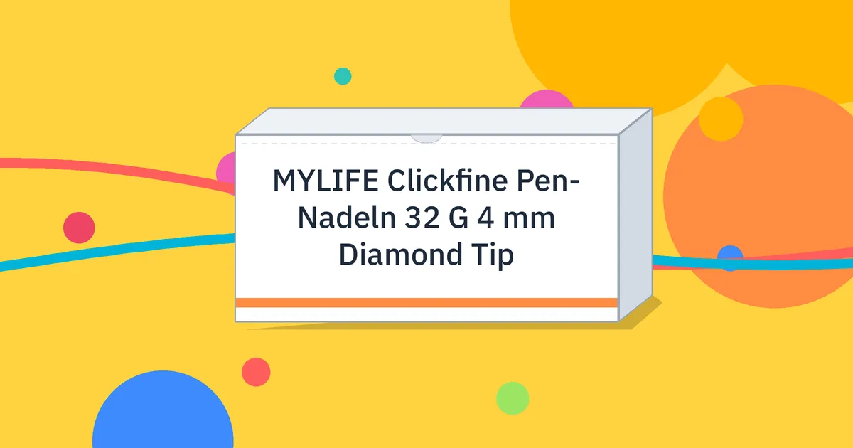 Symbolbild: Packung mit der Aufschrift MYLIFE Clickfine Pen-Nadeln 32 G 4 mm Diamond Tip (PZN 17883742) – Verfügbarkeit und Bezug in Apotheken in Frankfurt am Main