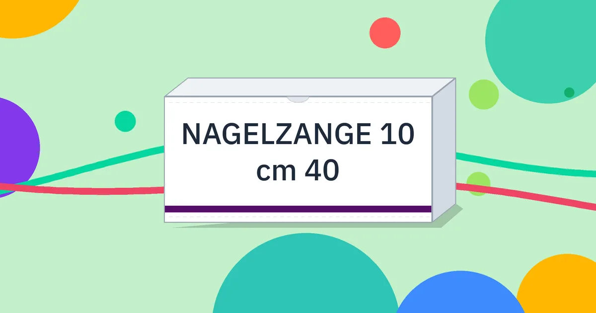 Symbolbild: Packung mit der Aufschrift NAGELZANGE 10 cm 40 (PZN 19283466) – Verfügbarkeit und Bezug in Apotheken in Frankfurt am Main
