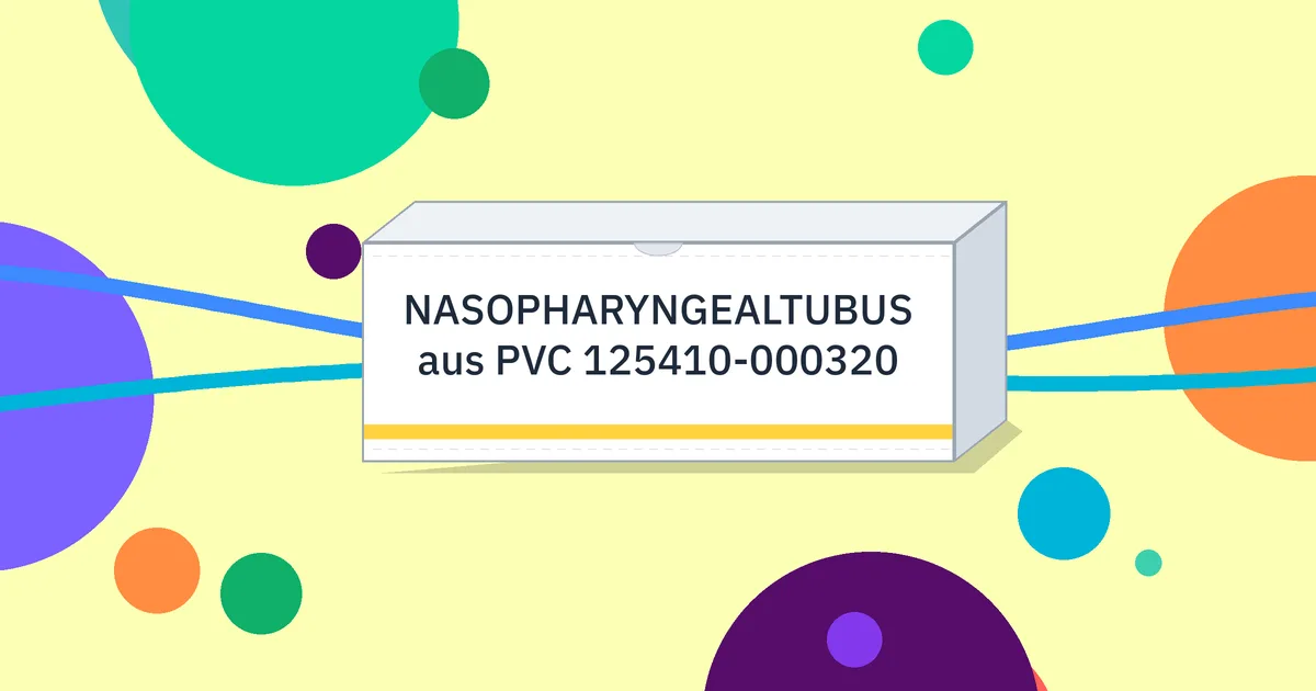 Symbolbild: Packung mit der Aufschrift NASOPHARYNGEALTUBUS aus PVC 125410-000320 (PZN 05031241) – Verfügbarkeit und Bezug in Apotheken in Frankfurt am Main