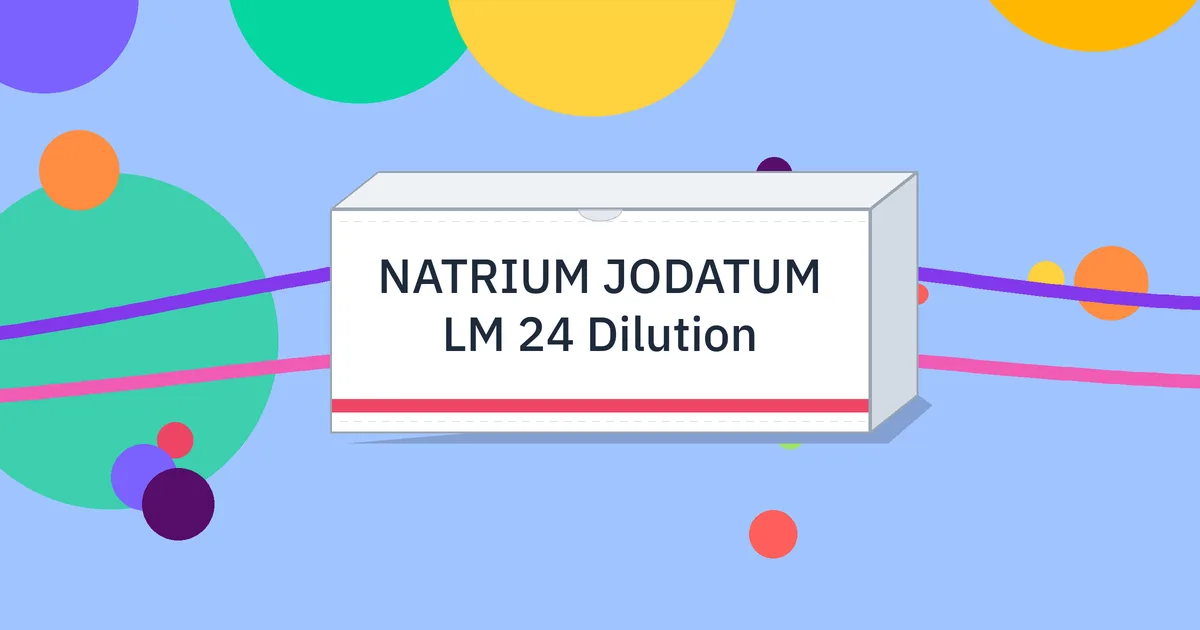 Symbolbild: Packung mit der Aufschrift NATRIUM JODATUM LM 24 Dilution (PZN 12964476) – Verfügbarkeit und Bezug in Apotheken in Frankfurt am Main