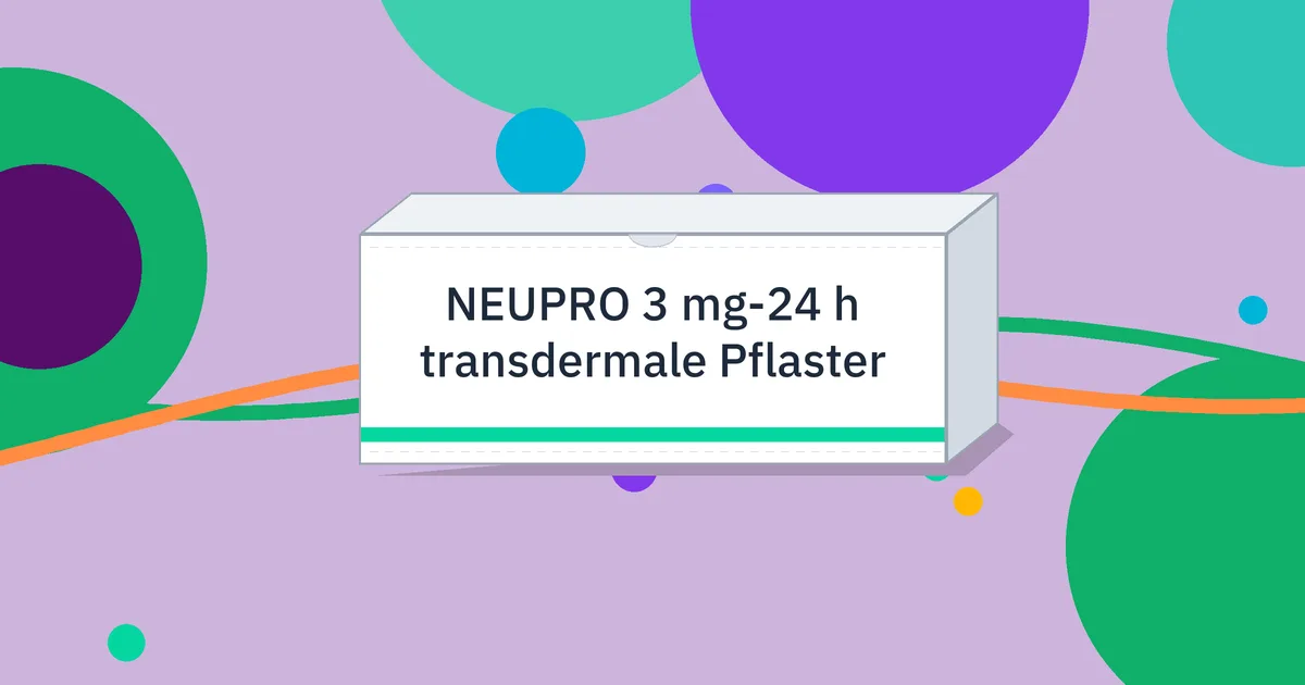 Symbolbild: Packung mit der Aufschrift NEUPRO 3 mg-24 h transdermale Pflaster (PZN 04418819) – Verfügbarkeit und Bezug in Apotheken in Frankfurt am Main