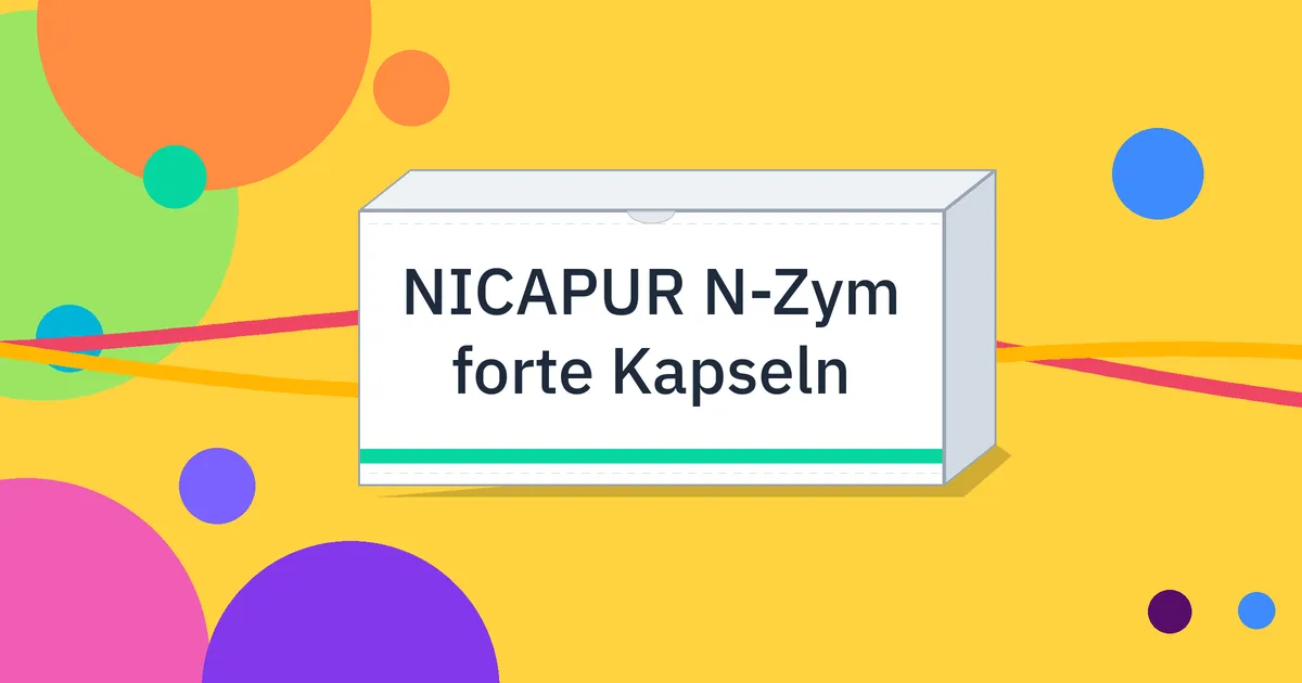 Symbolbild: Packung mit der Aufschrift NICAPUR N-Zym forte Kapseln (PZN 12645340) – Verfügbarkeit und Bezug in Apotheken in Frankfurt am Main