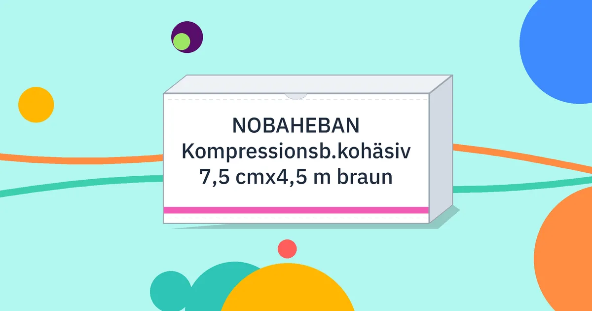 Symbolbild: Packung mit der Aufschrift NOBAHEBAN Kompressionsb.kohäsiv 7,5 cmx4,5 m braun (PZN 02709234) – Verfügbarkeit und Bezug in Apotheken in Frankfurt am Main
