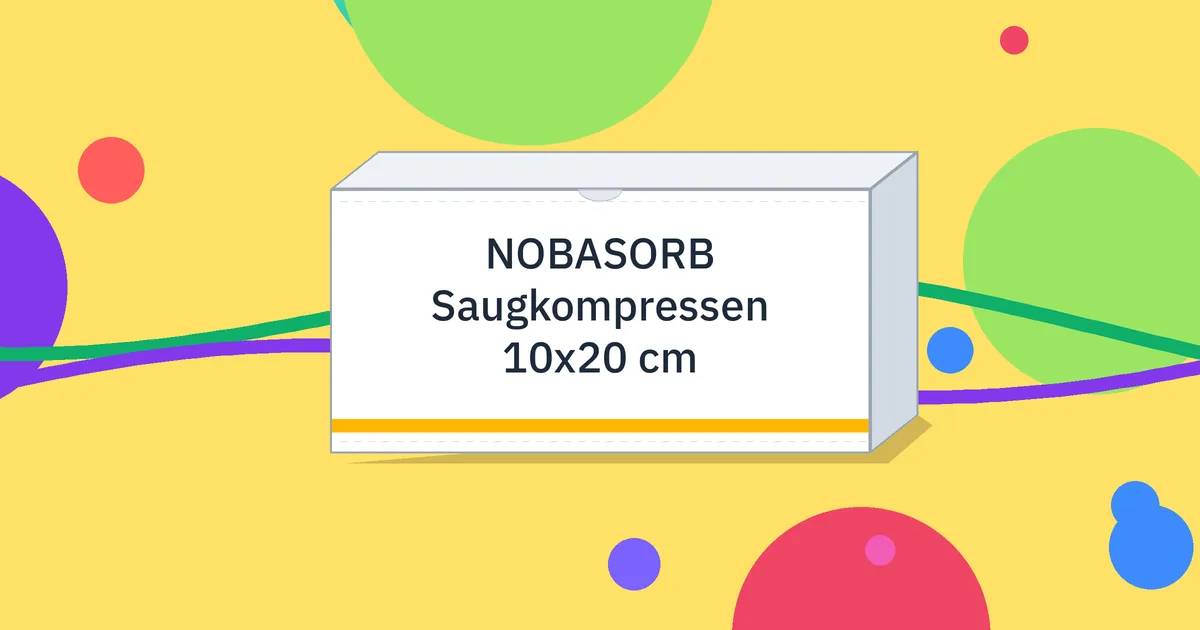 Symbolbild: Packung mit der Aufschrift NOBASORB Saugkompressen 10x20 cm (PZN 13981560) – Verfügbarkeit und Bezug in Apotheken in Frankfurt am Main