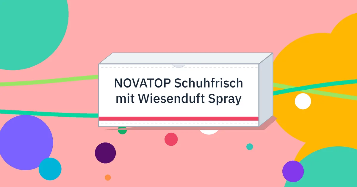 Symbolbild: Packung mit der Aufschrift NOVATOP Schuhfrisch mit Wiesenduft Spray (PZN 18858456) – Verfügbarkeit und Bezug in Apotheken in Frankfurt am Main