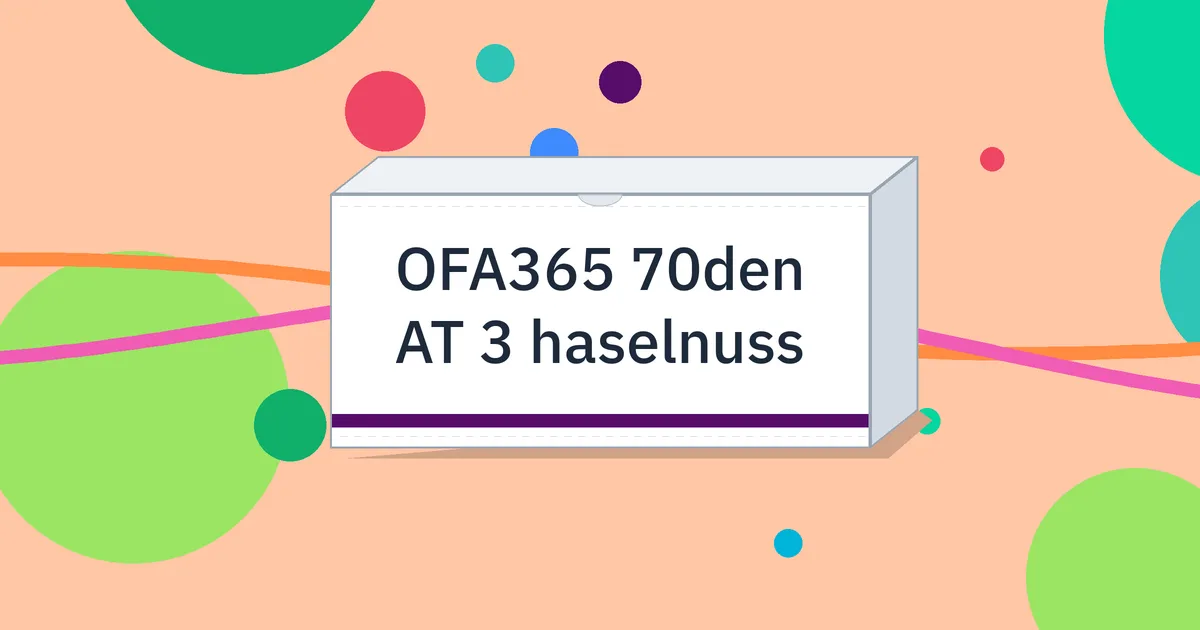 Symbolbild: Packung mit der Aufschrift OFA365 70den AT 3 haselnuss (PZN 16722505) – Verfügbarkeit und Bezug in Apotheken in Frankfurt am Main