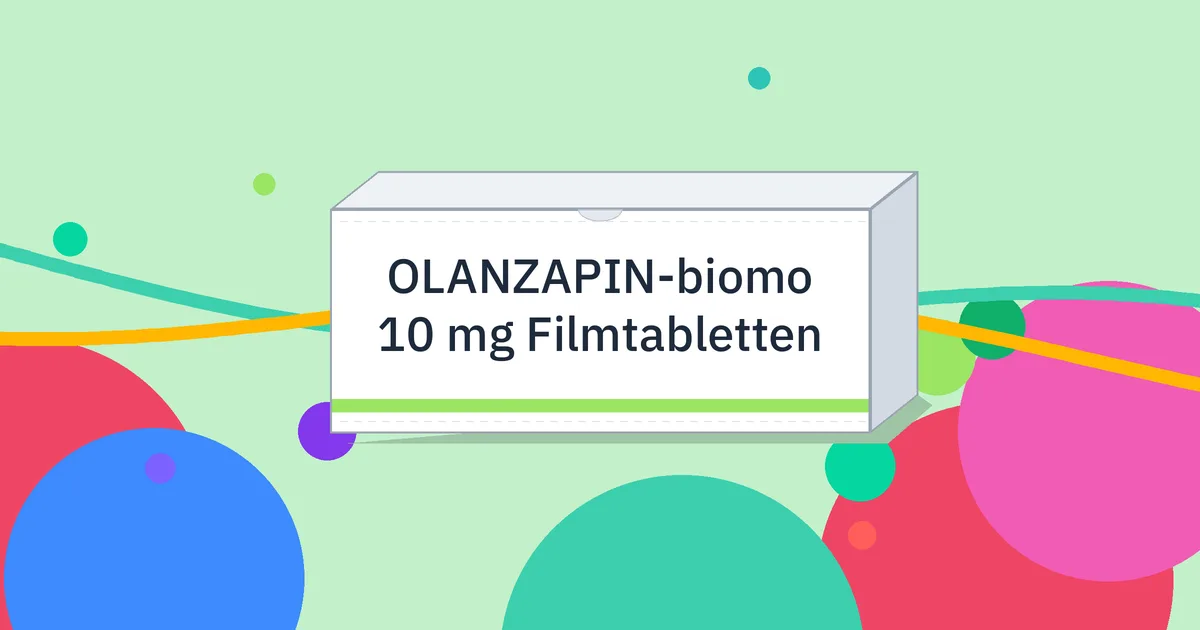 Symbolbild: Packung mit der Aufschrift OLANZAPIN-biomo 10 mg Filmtabletten (PZN 08801478) – Verfügbarkeit und Bezug in Apotheken in Frankfurt am Main