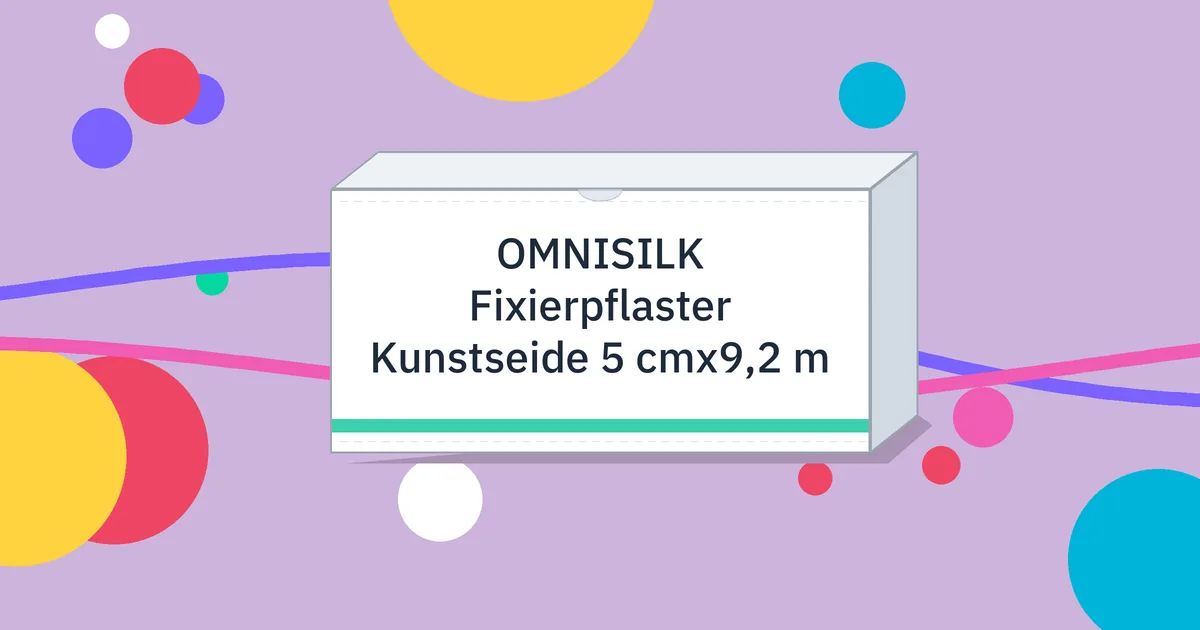 Symbolbild: Packung mit der Aufschrift OMNISILK Fixierpflaster Kunstseide 5 cmx9,2 m (PZN 14443439) – Verfügbarkeit und Bezug in Apotheken in Frankfurt am Main